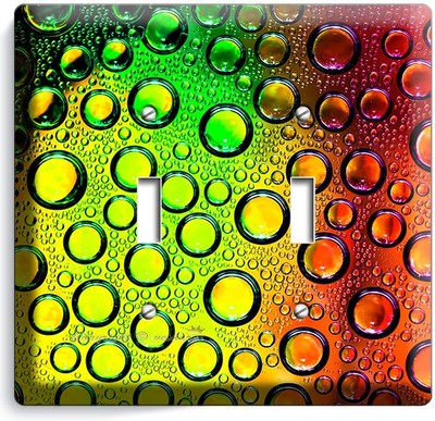 COLORFUL GLASS BUBBLES WATER DROPLETS DOUBLE LIGHT SWITCH WALL PLATES ...