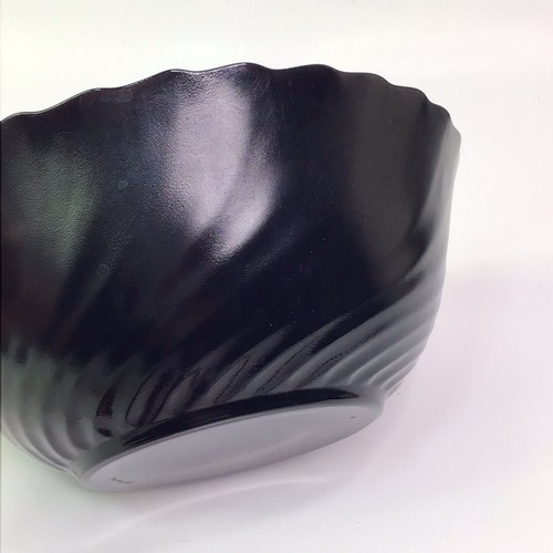 Vintage Arcoroc France 9” Round Serving Bowl Black Satin Glass Scalloped | eBay