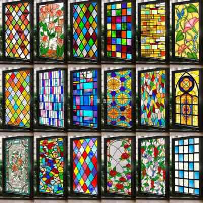 Retro Static Cling Privacy Translucent Window Film Frosted Stained ...