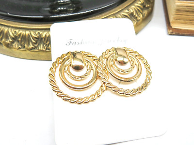Gold Tone Layered Circle Drop Earrings R79 | eBay