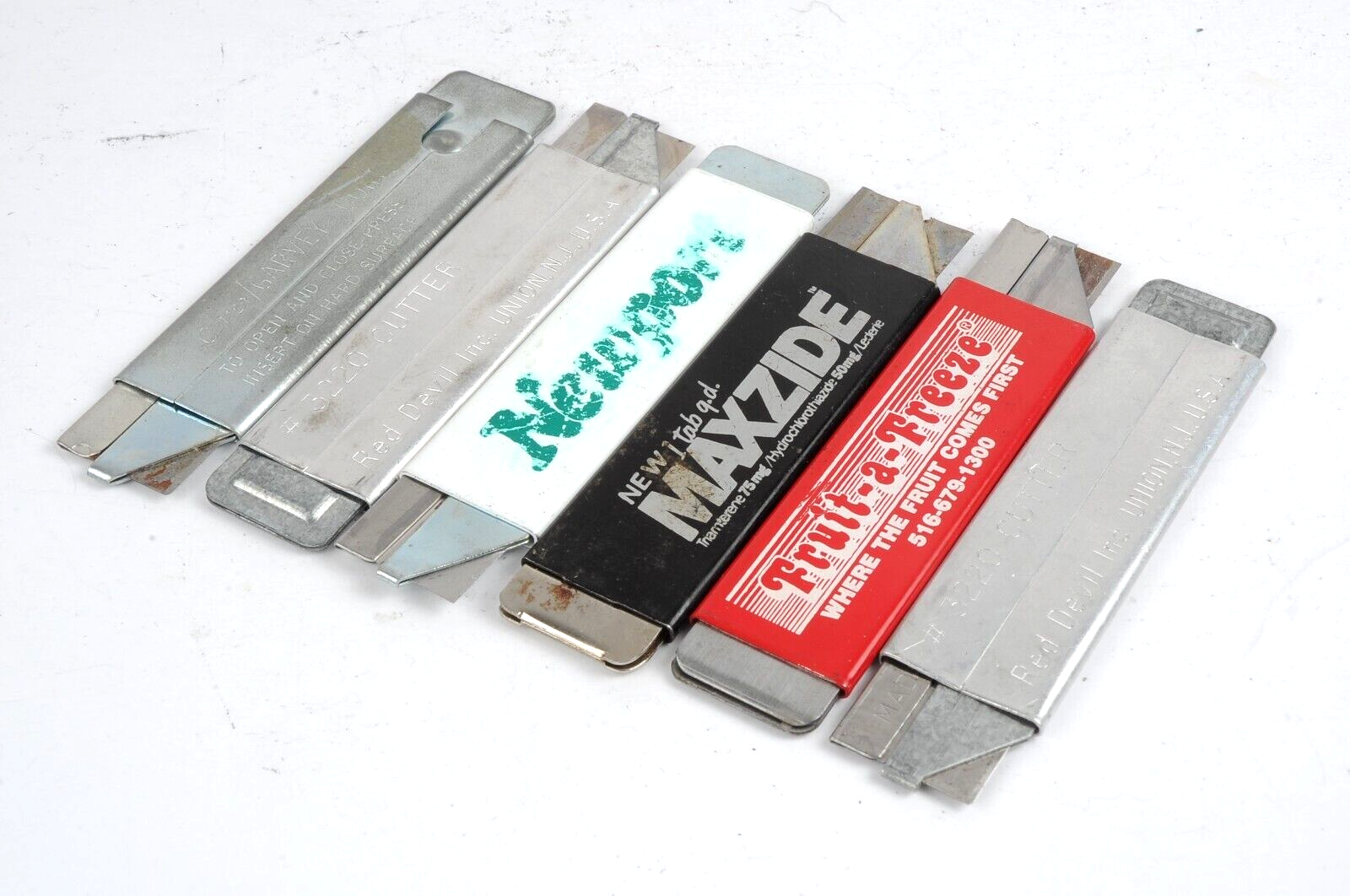 Lot of 6 Vintage Advertising Slide Razor Knife Blade Box Cutter Red ...