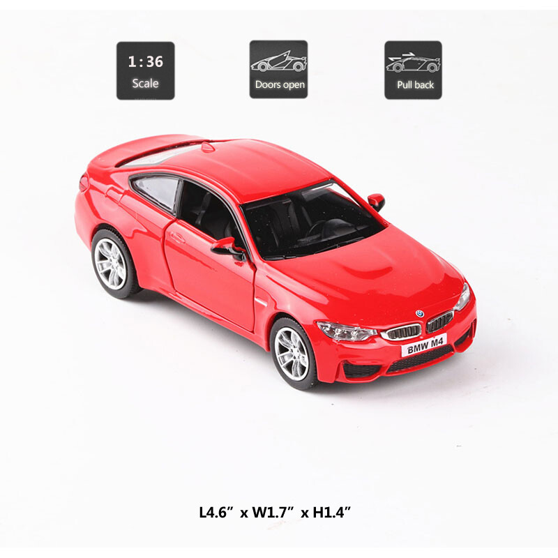 1:36 BMW M4 Model Car Diecast Toy Cars Metal Vehicles Pull Back Doors ...