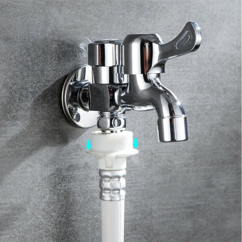 Garden Faucet 2in1 Out Double Head Wall Mounted Washing Machine Water ...