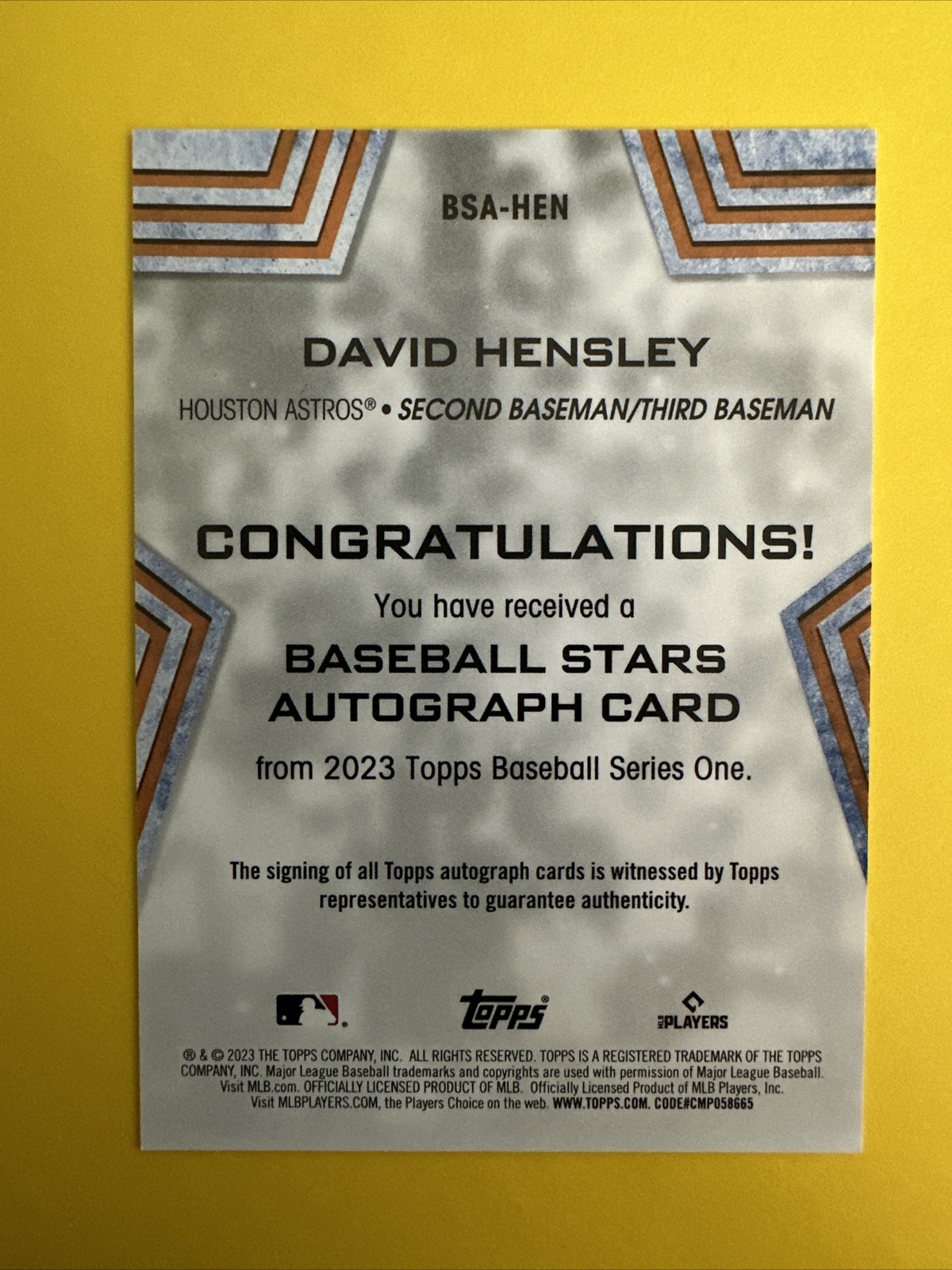 2023 Topps Series 1 - Baseball Stars Autographs #BSA-HEN Houston Astros ...