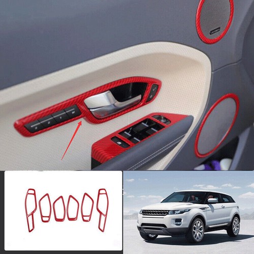 For Range Rover Evoque 2012-2019 Red Carbon Fiber Inner Door Handle ...