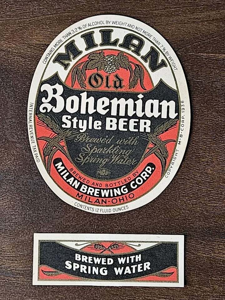 Milan Ohio Brewing Beer Bottle Lot Of 4 Labels Sholtz Old Bohemian ...
