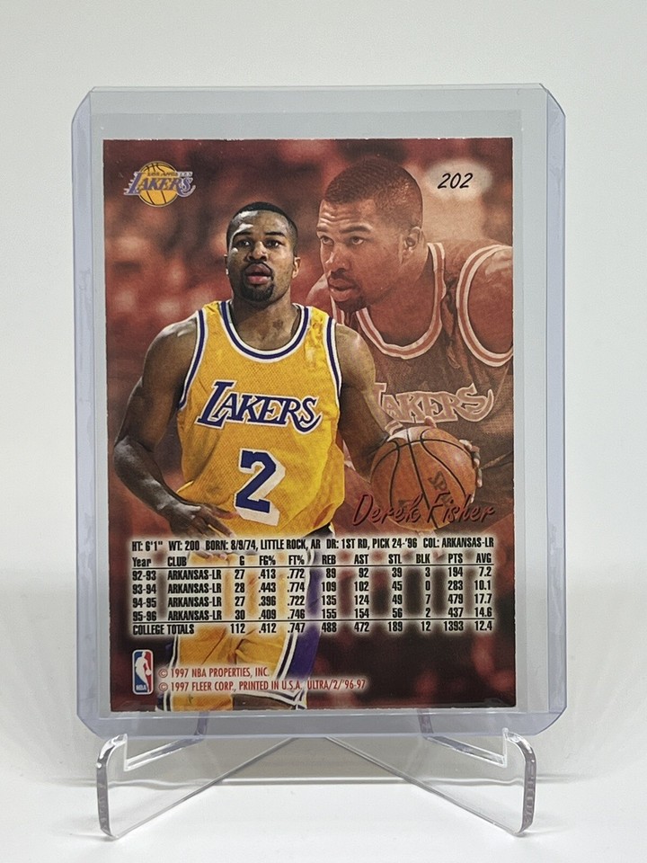 1996-97 Fleer Ultra Derek Fisher #202 Rookie Card RC Los Angeles Lakers ...