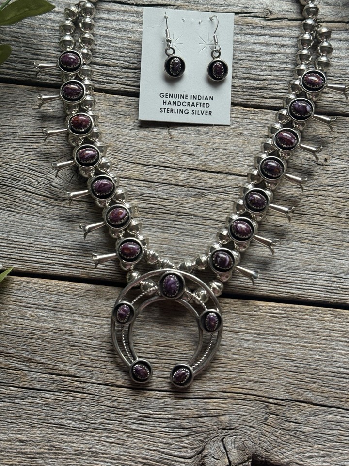 Mini Squash Blossom Sterling Silver Purple Spiny Oyster Shadow Box ...