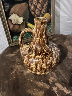 Antique Brown/Yellow Spongeware Pitcher!! | eBay