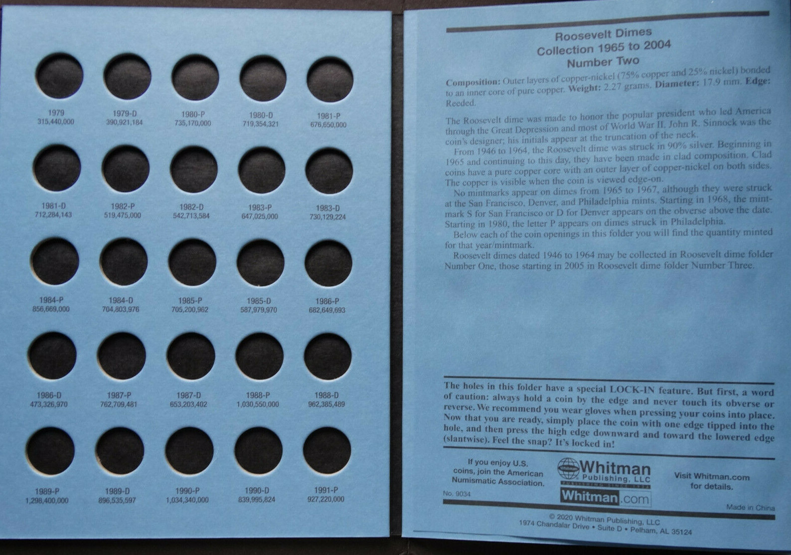 Whitman Roosevelt Dimes Dime Coin Folder Number 2 1965-2004 Album Book ...