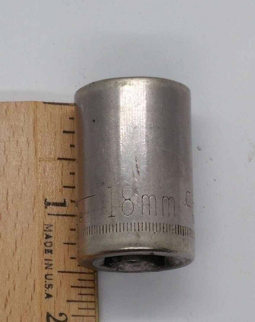 Craftsman Vintage 1/2" Drive 18MM 6 Point Shallow Socket Metric G1 ...