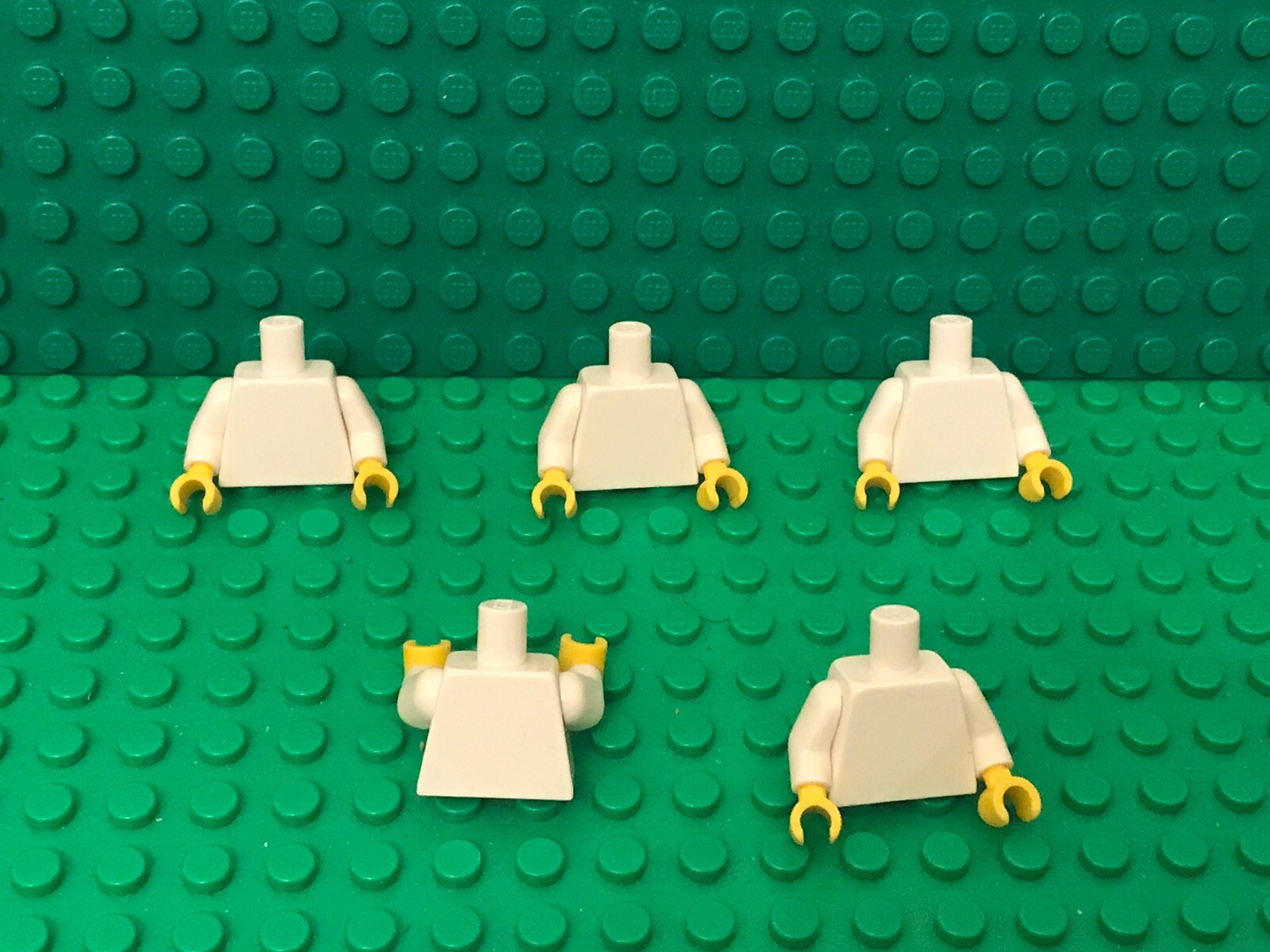 Lego 5 White Torso / White Arms With Yellow Hands / Mini Figure Body ...