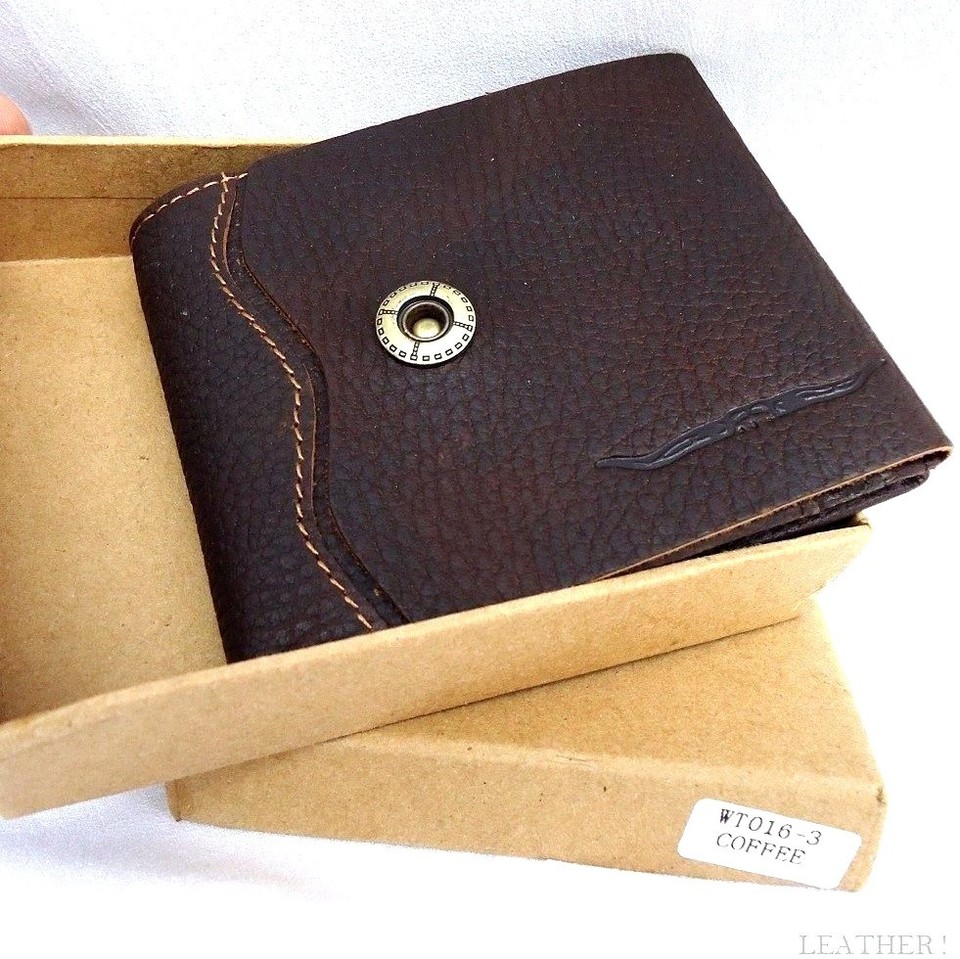 Men's Genuine soft Leather Wallet 3 Card Slots 1 id Window 3 Bill ...