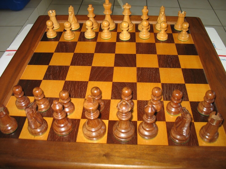 DAVID LEVY 20" HARDWOOD HANDMADE CHESS BOARD&PIECES, USED, VALUEL:$400. ...