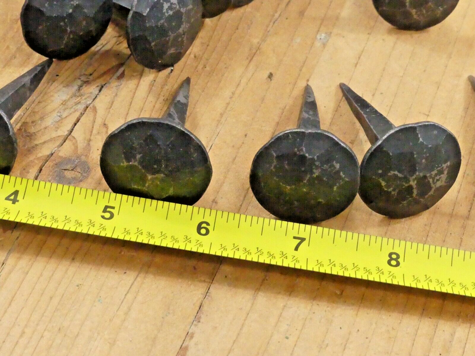 25 DECORATIVE NAILS CLAVOS HAND FORGED MEDIEVAL TACKS 1 1/8" BLACK ...