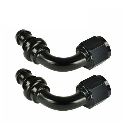 2Pcs 6AN 8AN 10AN 90 Degree Push Lock Fuel Hose End Fitting Adaptor ...