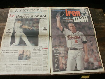 1995 Cal Ripken Jr. Baltimore Orioles 2131 Newspaper 9/6/95 San Jose ...