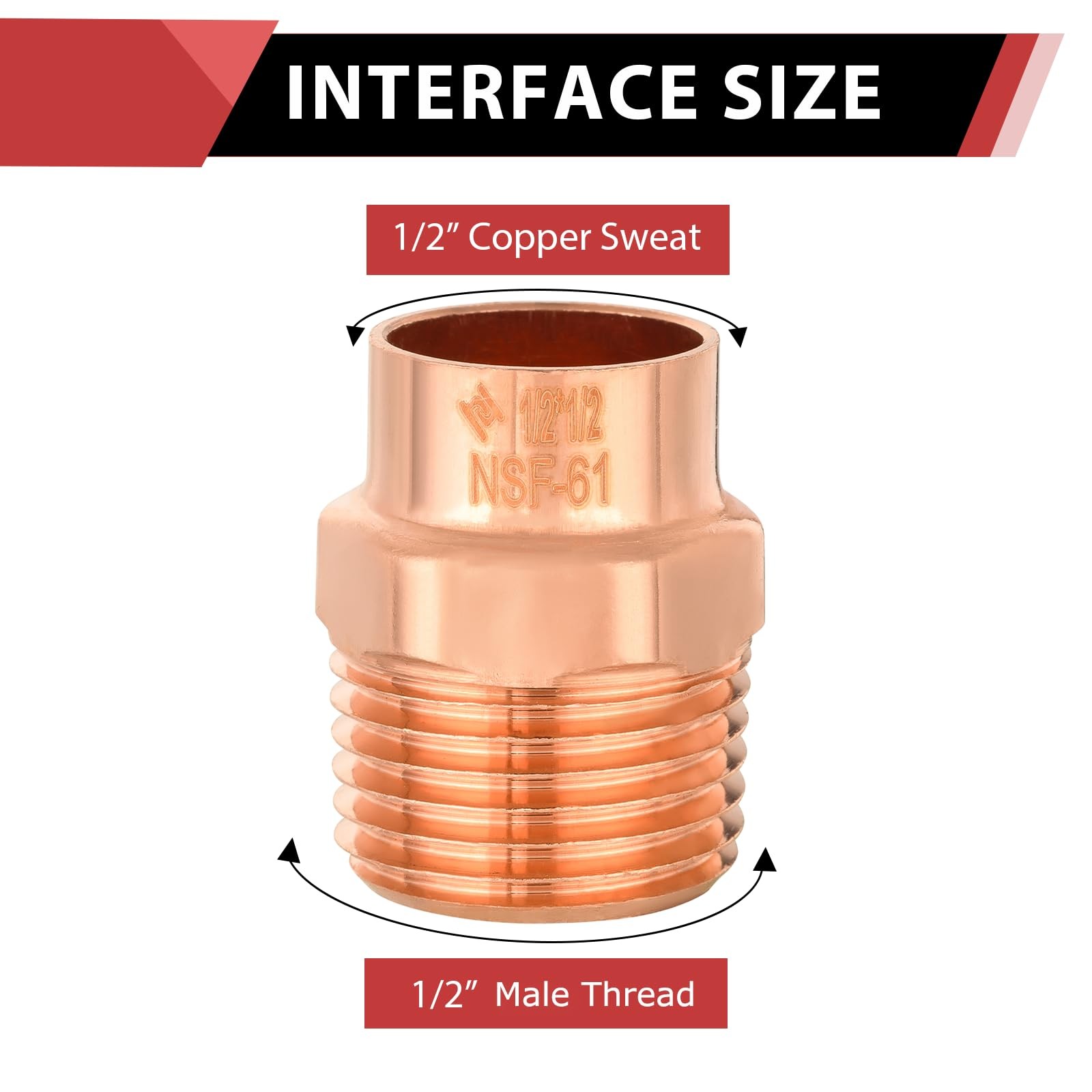 (Pack of 10) 1/2" FTG x 1/2" Male Street Adapter, LF Copper Plumbing ...