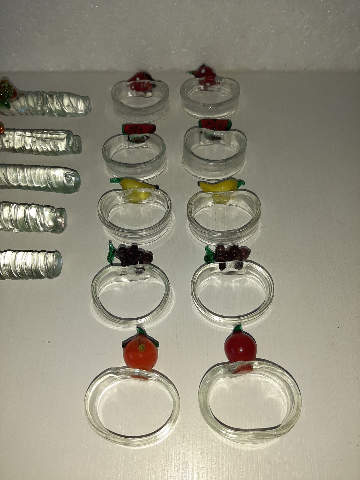 10 Ronds serviette et 10 portes couteaux en verre de Murano décor de ...