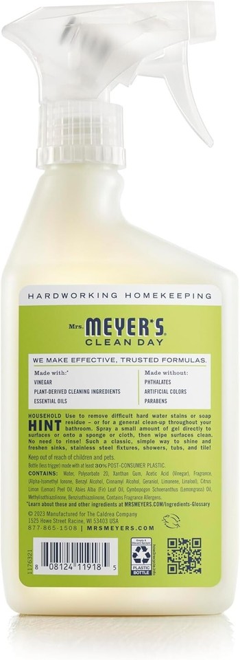Mrs. Meyer's Vinegar Gel Cleaning Spray, No-Rinse Formula Lemon Verbena ...