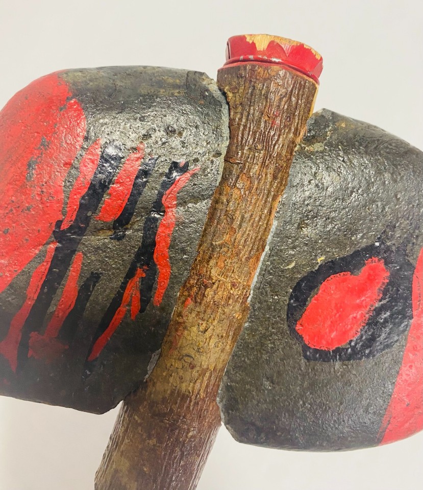Rare Unique Vintage Native American US Wood & Stone Painted Tomahawk ...