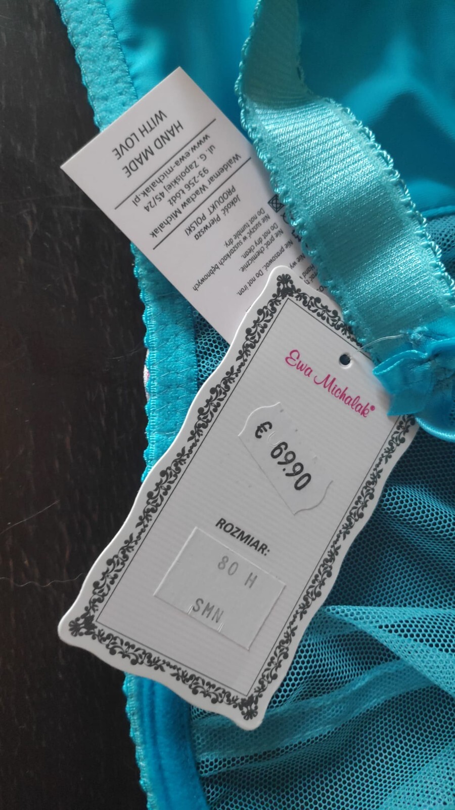 Ewa Michalak Smn Turkus Underwire Bra 80H (Gr.80K) 36H Turquoise Clear ...