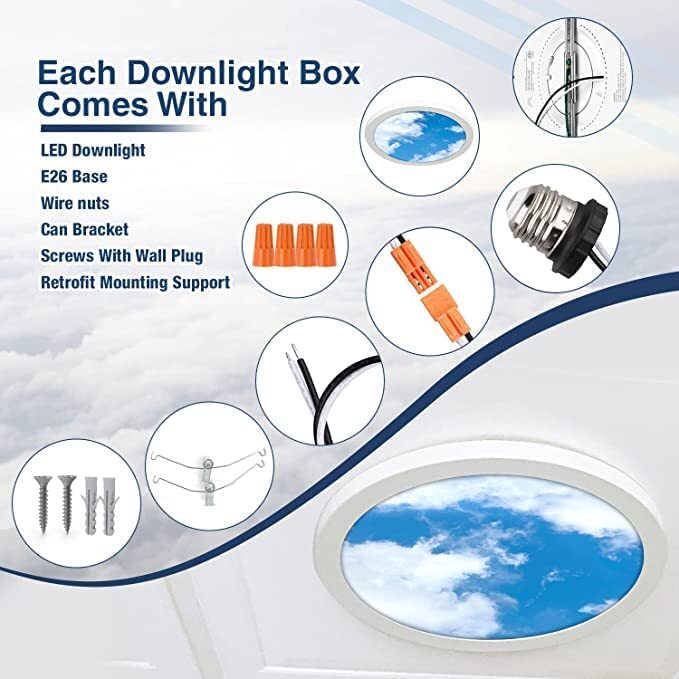 The Sky Downlight 24W 1200Lm Daylight White 120V 12inch Round IP20 Pack ...