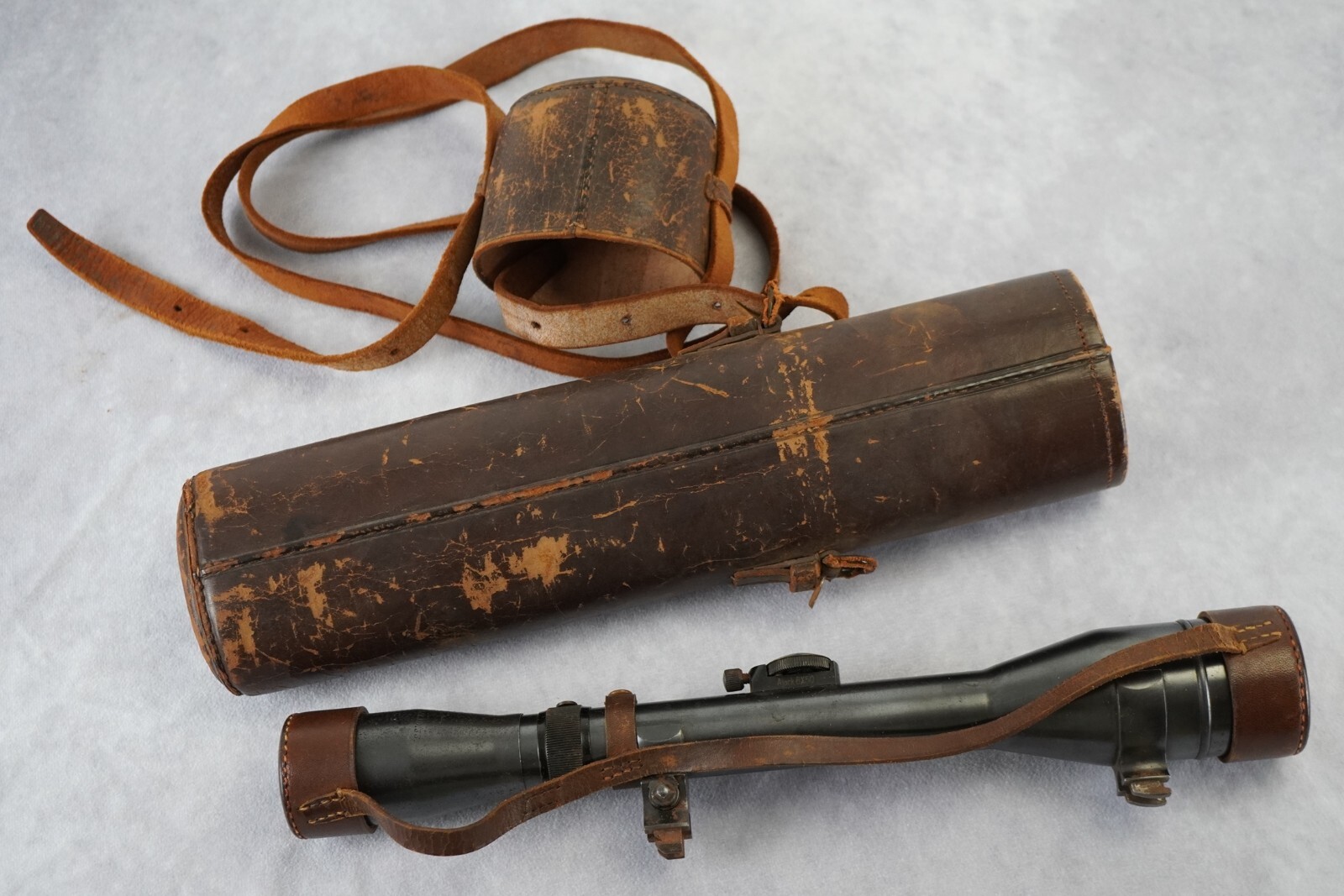 WWII German Ajack 6x50 Sniper Scope leather case heer US veteran estate ...