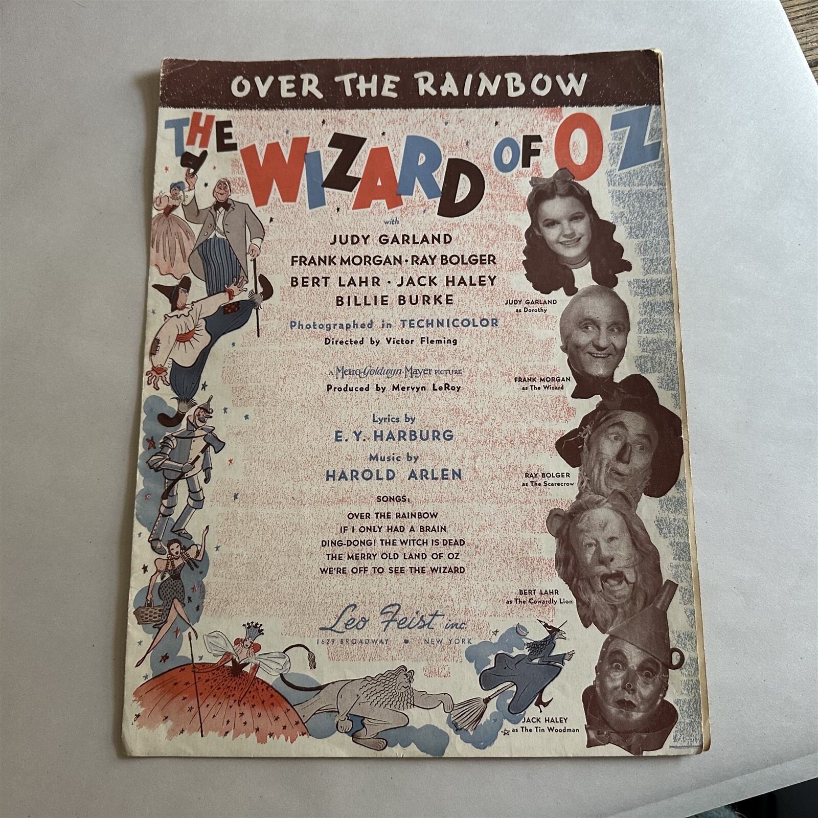 Movies Songs Sheet Music Wizard of Oz Over The Rainbow Judy Garland ...