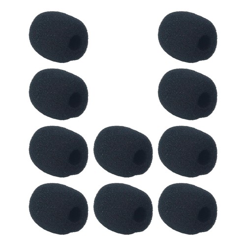 10 Pieces Headset Microphone Windscreen Foam Universal Black Anti Wind ...