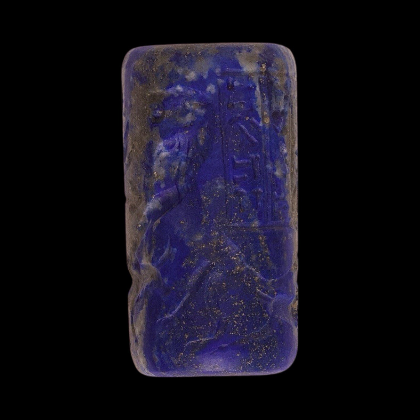 Blue Lapis Lazuli Cylinder Seal, Engraved Gemstone Seal, Mesopotamian ...