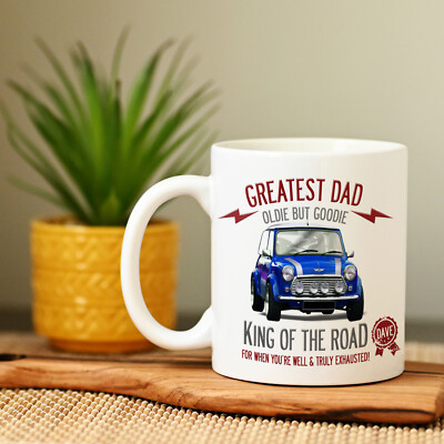 Personalised Mini Cooper Mug Classic Car Blue Cup Garage Birthday Mens ...