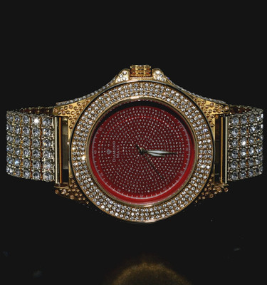 Diamond Maxx Gold Tone Watch Fully Iced Bezel & Band 6 Real Diamond on ...