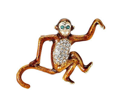 Enamel Monkey Rhinestone Brooch, Animal Brooch | eBay