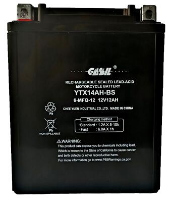 YTX14AH-BS Motorcycle Battery Replacement for KAWASAKI 400CC Mule SX ...