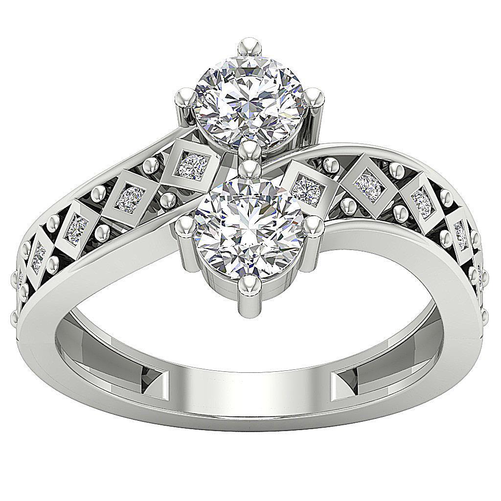 Solitaire Forever Us Two Stone Diamond Ring SI1 G 1.15 C Two-Tone Gold ...