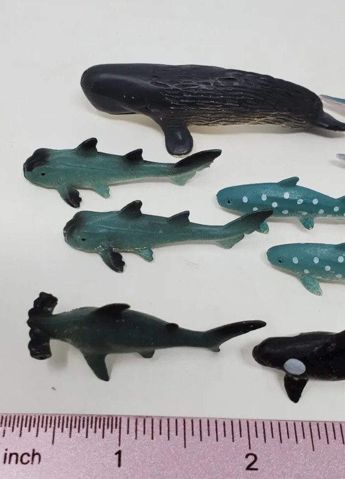Lot of 2" Shark Swordfish Whale Ocean Figures Toy Plastic Play or ...