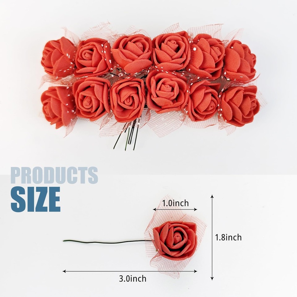 144 Pcs Mini Artificial Rose Flower Heads - 25mm Faux Roses for DIY ...
