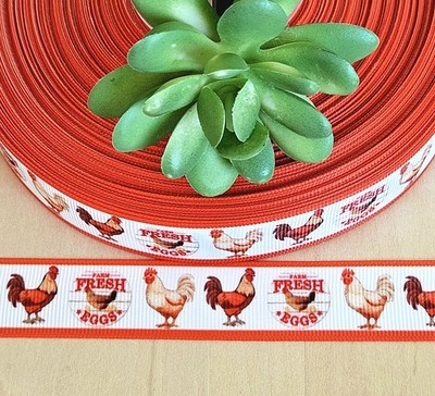 7/8" (1 YD) Chicken Ribbon Hen Rooster Chicken Farm Fresh Eggs | eBay