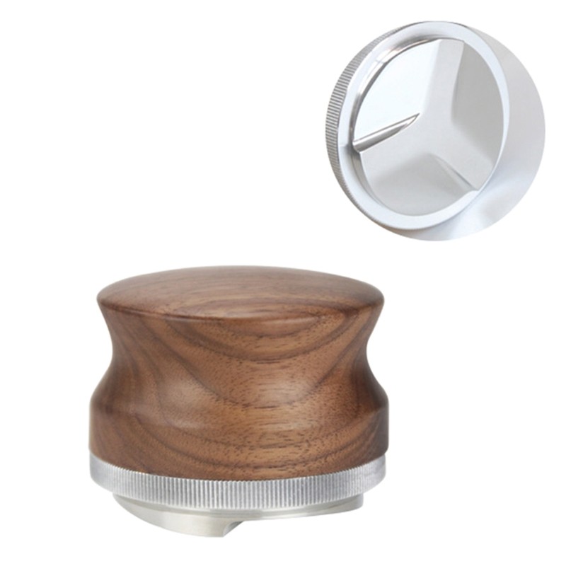 Stainless Steel Coffee Tamper 53mm Walnut Coffee Powder Hammer ...