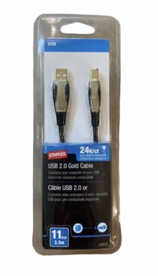 NEW Staples USB 2.0 Gold-Plated Cable - 11 ft | eBay