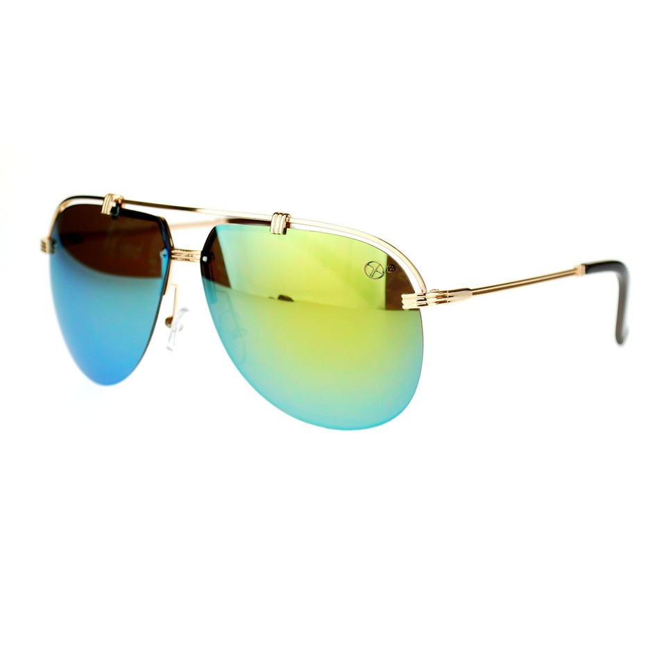 Mens Luxury Reflective Color Mirror Lens Rimless New Sunglasses | eBay