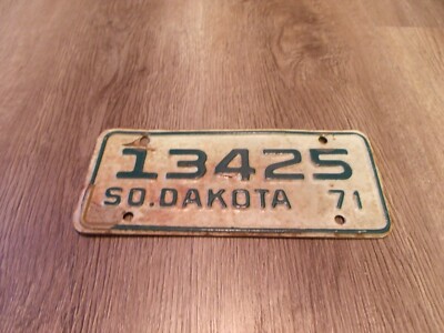 VINTAGE 1971 SOUTH DAKOTA 13425 MOTORCYCLE LICENSE PLATE | eBay