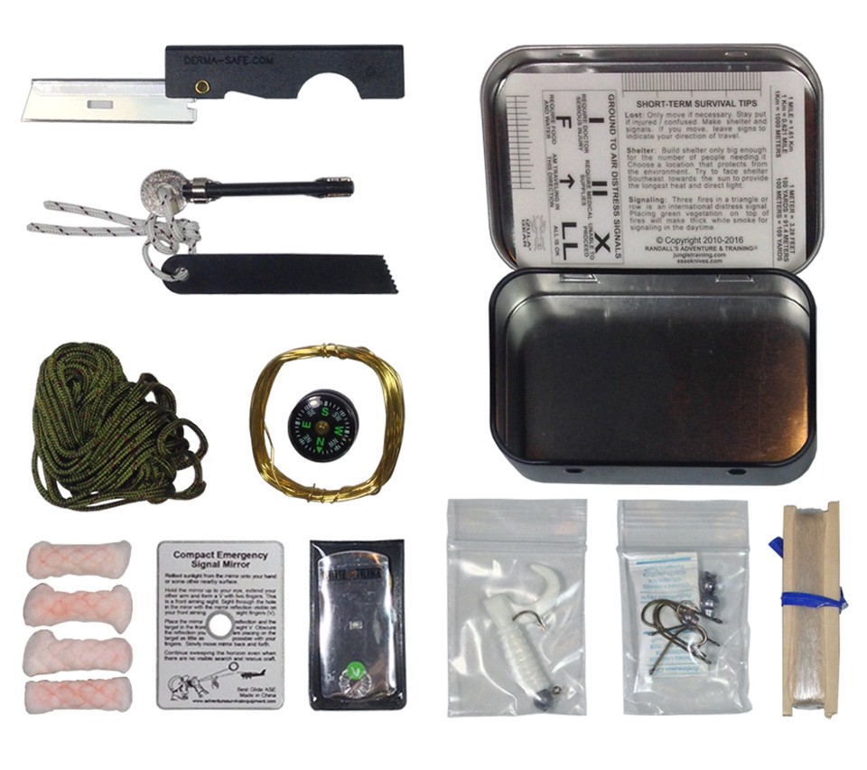 Mini Survival Kit in Tin Esee Knives Sere Tools in Pocket-sized ...