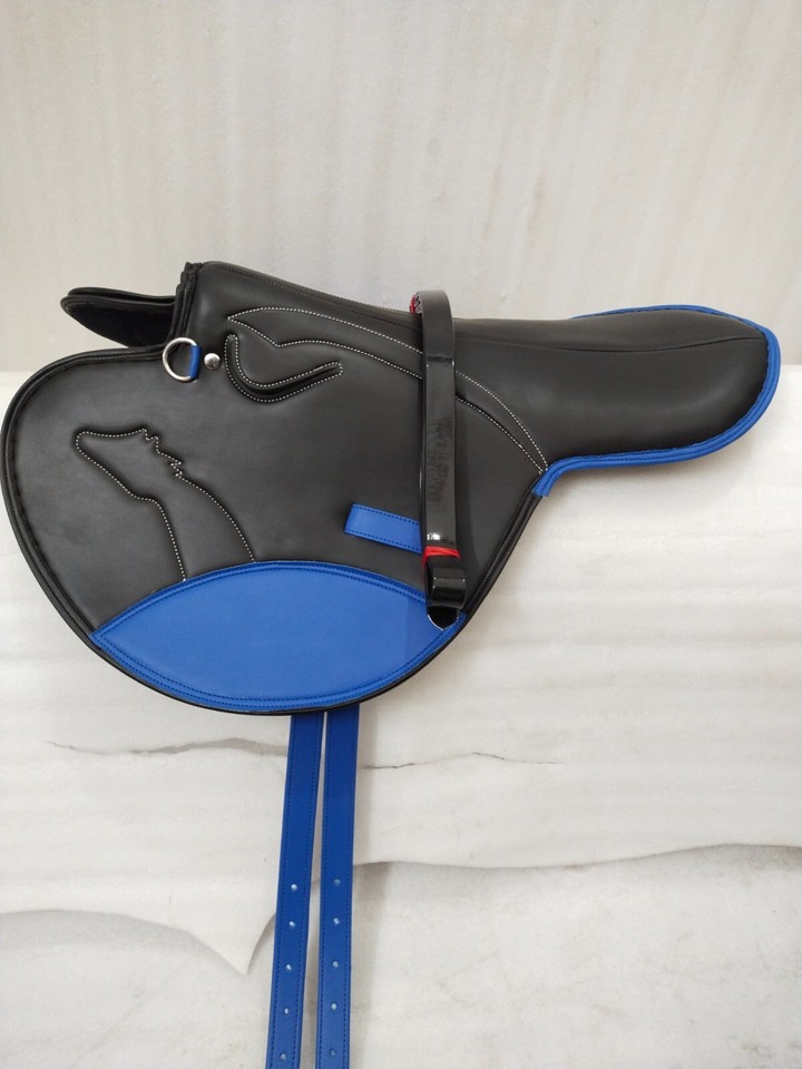 Blue/Black Racing Exercise Light Weight Horse Tack Saddle With Stirrup ...