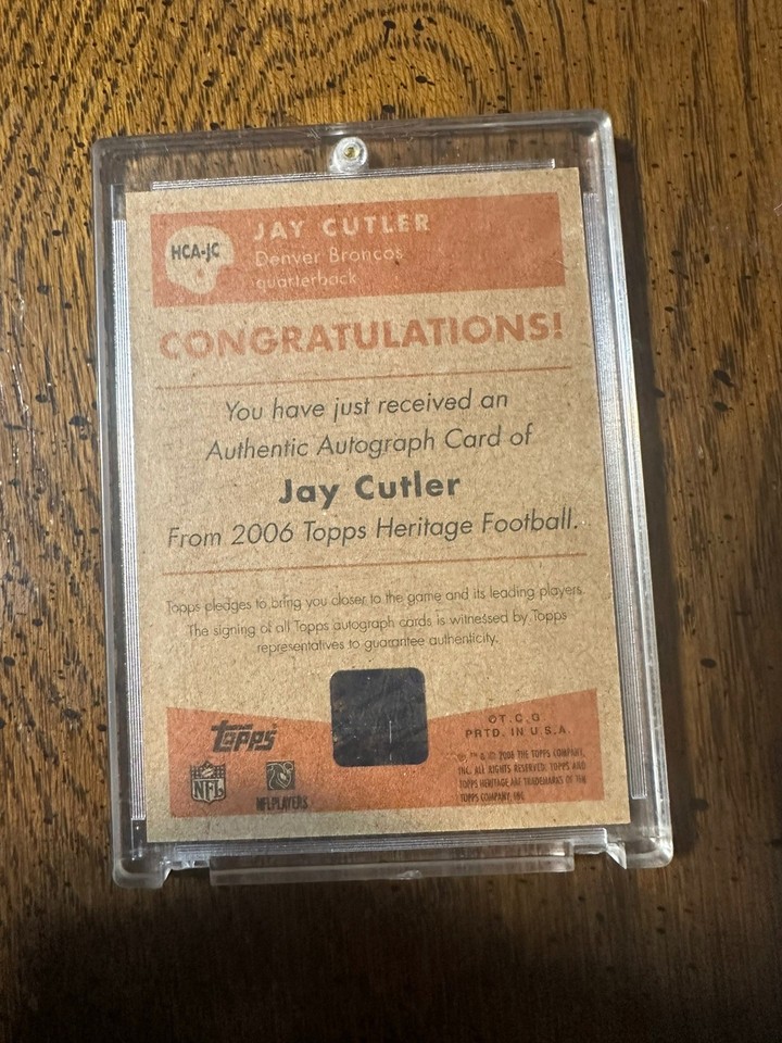 JAY CUTLER 2006 TOPPS HERITAGE ROOKIE AUTO AUTOGRAPH | eBay