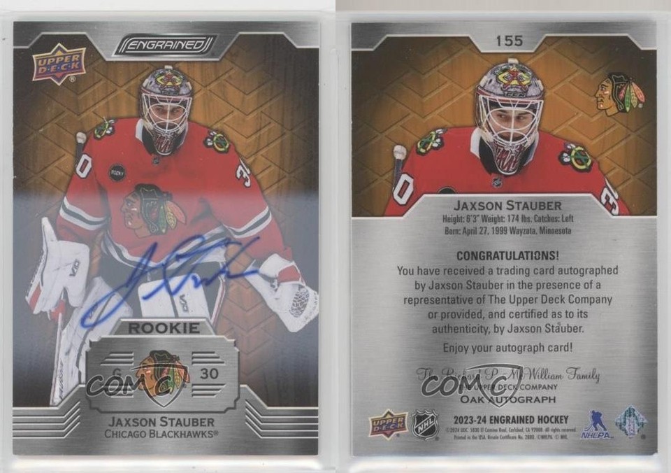 2023-24 Upper Deck Engrained Rookies Jaxson Stauber #155 Rookie Auto RC 04fk | eBay