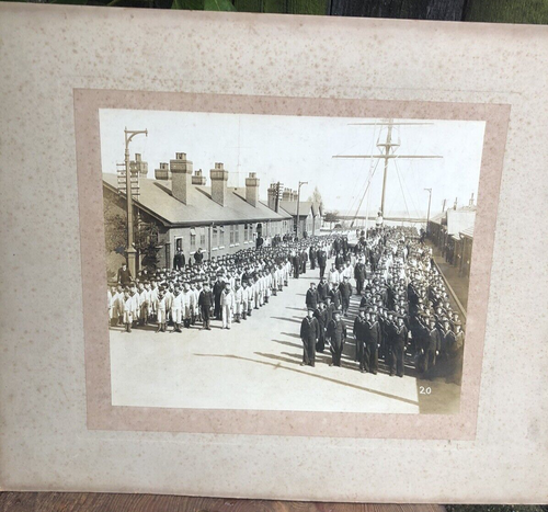 Antique WW1 Royal Navy HMS Ganges base parade b/w photograph ex-large ...
