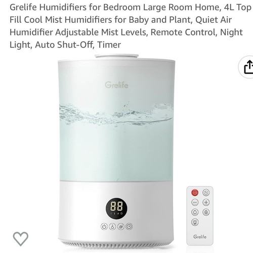 Grelife 4L Top Fill Cool Mist Humidifier - NEW IN BOX | eBay