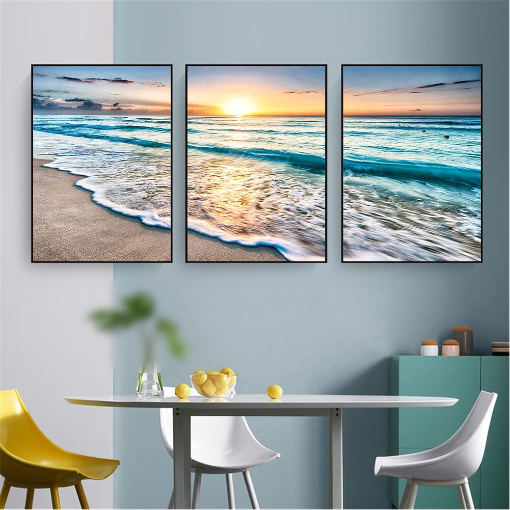 Wall Posters Print Paintings Sea Landscape Beach Unframed 3Pcs Modern ...